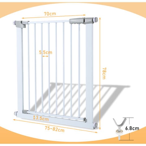 (Deactive) Hengda Türschutzgitter Kinder Türgitter Treppen Absperrgitter ohne Bohren Weiß 75-82cm