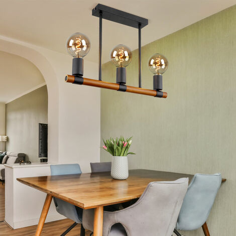 Deckenlampe Deckenleuchte Wohnzimmerlampe Esstischleuchte Holzlampe Holzleuchte, 3 Flammig Retro ...