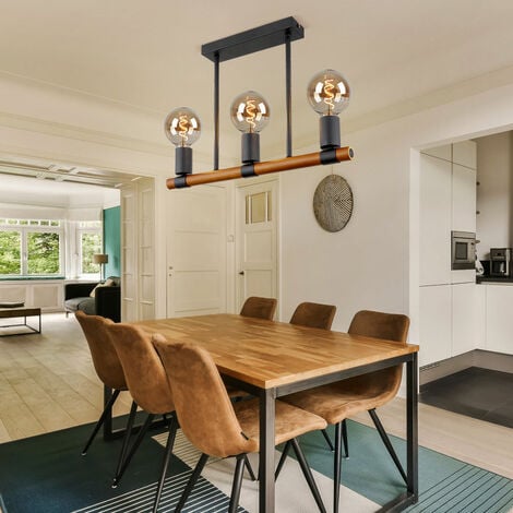 Deckenlampe Deckenleuchte Wohnzimmerlampe Esstischleuchte Holzlampe Holzleuchte, 3 Flammig Retro ...