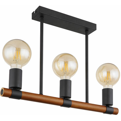 Deckenlampe Deckenleuchte Wohnzimmerlampe Esstischleuchte Holzlampe Holzleuchte, 3 Flammig Retro ...