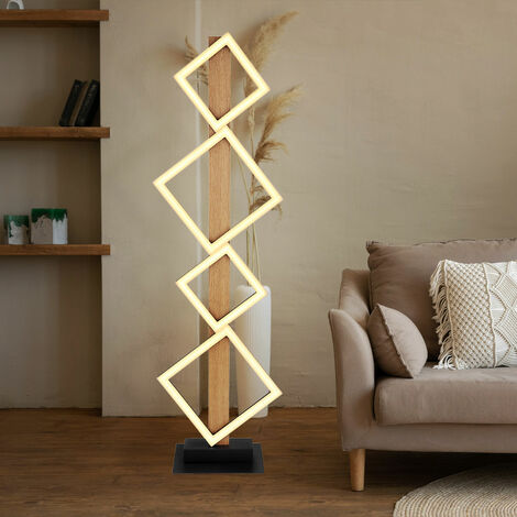 Stehlampe modern Wohnzimmerlampe schwarz Stehleuchte Holzoptik, LED ...
