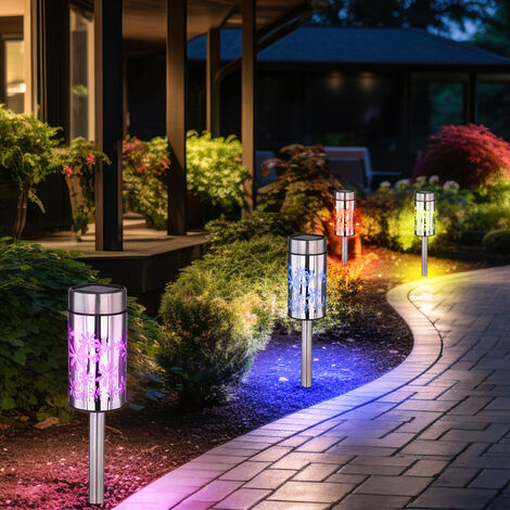 Gartendeko Außenleuchte LED Solarlampe Edelstahl Beetlampe, RGB ...