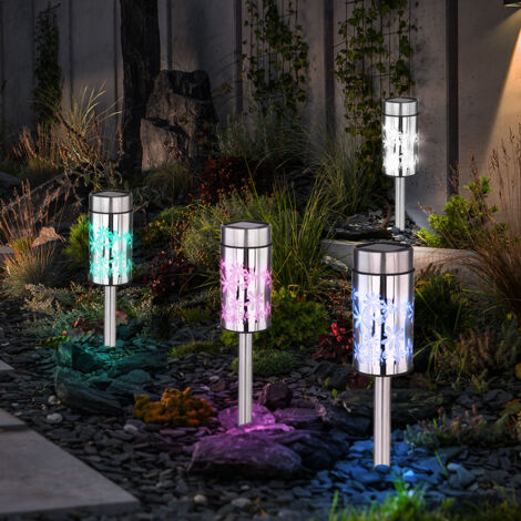 Gartendeko Außenleuchte LED Solarlampe Edelstahl Beetlampe, RGB ...