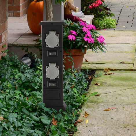 Wetterfeste Steckdose IP44 Stromsäule Garten Vierfachsteckdose Außen ...