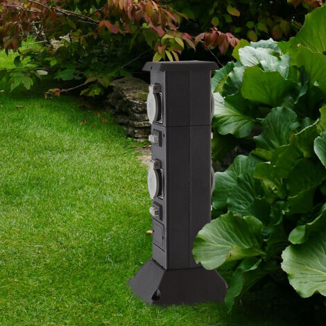 Wetterfeste Steckdose IP44 Stromsäule Garten Vierfachsteckdose Außen ...