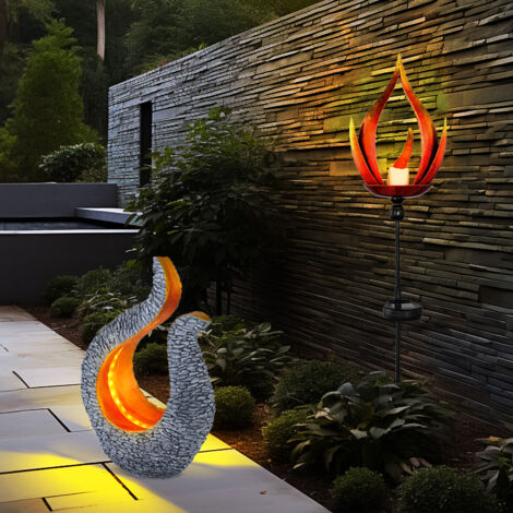 LED Solarleuchte Solarlampe mit Feuereffekt Außenleuchte Gartenleuchte ...
