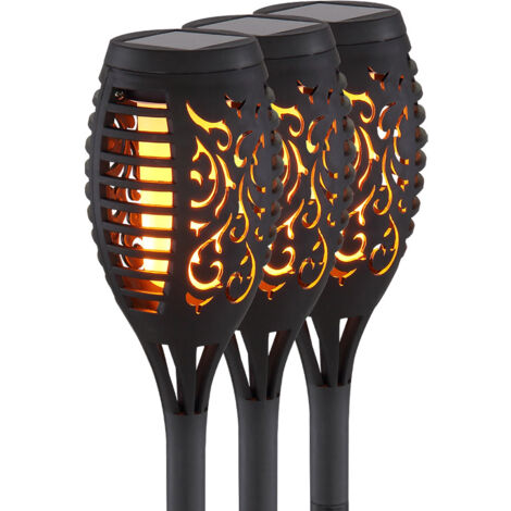 Solarlampen für Außen Gartendeko Fackeln Gartenfackel, LED Feuereffekt ...