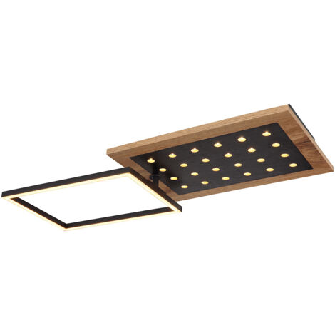 Deckenleuchte Deckenlampe Wohnzimmerleuchte schwarz dunkelbraun Holzleuchte Memory, Metall MDF ...