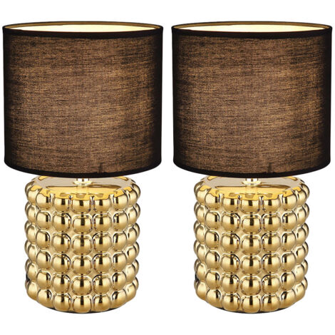 Luxus Nachttischlampe Gold 2er Set Bild