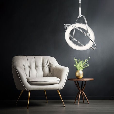 Moderne 24 Watt LED Hänge Leuchte Acryl Ring Pendel Lampe Chrom