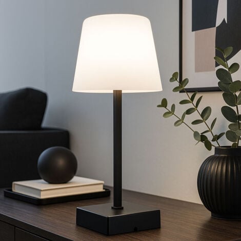 LED Tischleuchte Touchdimmer Tischlampe Akku schwarz Beistellleuchte CCT, Metall, 2W 100 lm warm ...