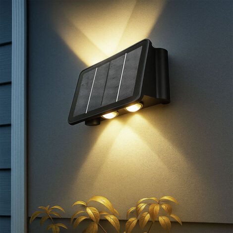 Solarlampe schwarz Außenleuchte Balkon Wandlampe modern Eckige ...