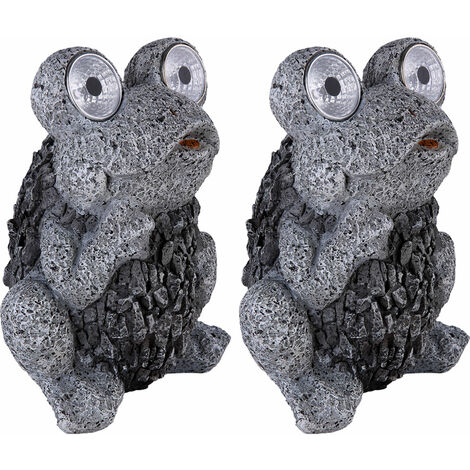 Solarleuchte Frosch grau Solar Figur Frosch Außenlampe Steinoptik Solar ...