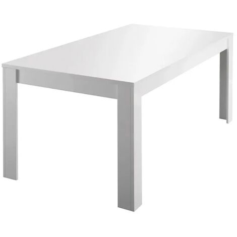 Table extensible 137x90, Collection FALL, couleur blanc laqué brillant