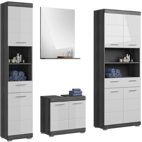 Ensemble salle de bain SCOTT – Meuble sous vasque, colonne, miroir et ...