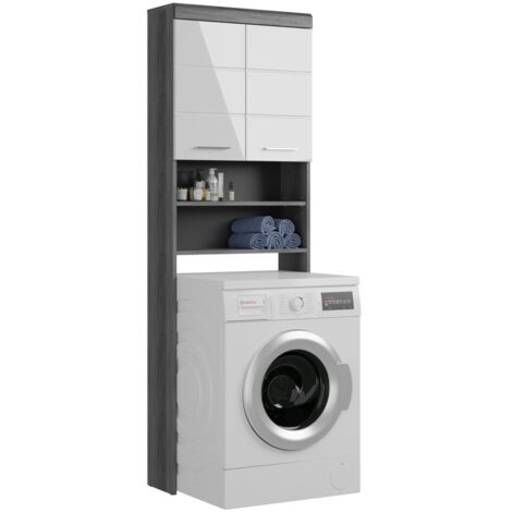 Meuble de rangement SCOTT – Machine à laver – Gris foncé et blanc ...