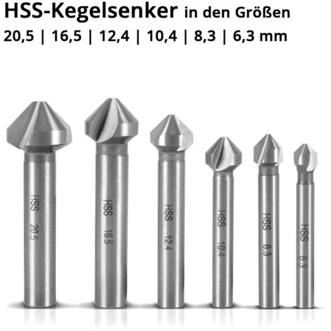 STAHLWERK HSS Kegelsenker 6er Set 90° 6,3-20,5 mm DIN 335 Form C Senker