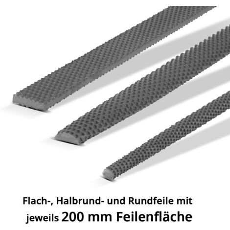 STAHLWERK Raspelfeilen 3er Set 200 mm Rundfeile, Halbrundfeile und ...