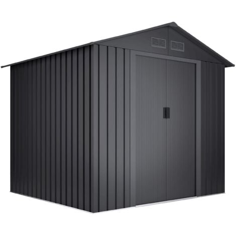 Abri de jardin métallique 5,27m2 Wasabi Light Anthracite - 4 grilles ...