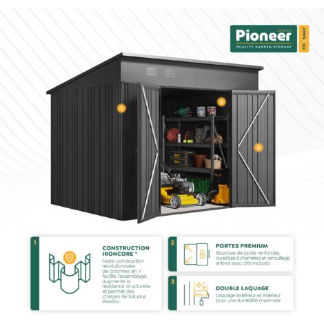 Hoggar – Abri de jardin métal 5,66m2 – Structure autoportante – Portes ...