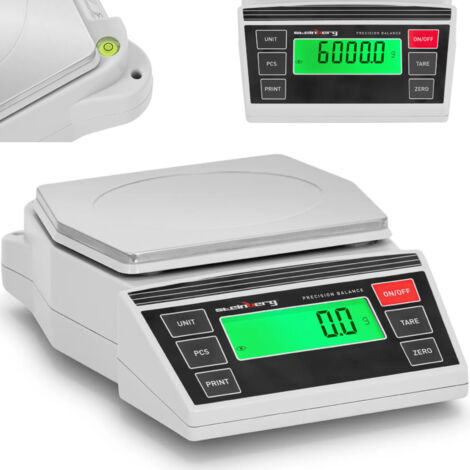 Báscula de precisión digital - de 2 a 6000 g / 0,1 g - 196 x 160 mm