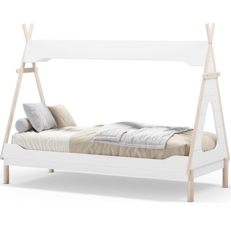 Lit tipi enfant 90x190 cm en bois blanc - Totem