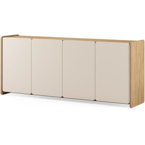 Buffet 4 portes beige et décor chêne 180 cm - Sami