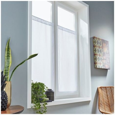 SANS MARQUE Paire de vitrages transparent, IDEALIS, L.60 X H.90 Cm blanc