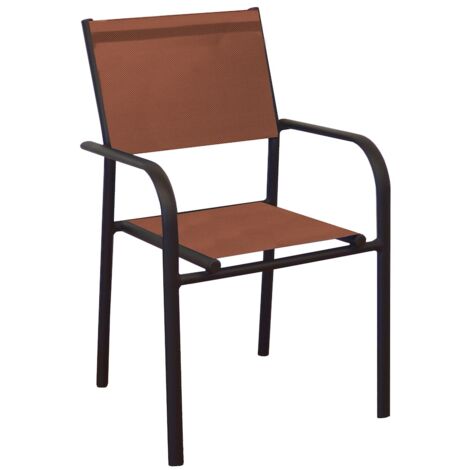 PROLOISIRS Lot de 6 Fauteuils Empilables Duca - Aluminium/TPEP - Graphite/Chiné Paprika