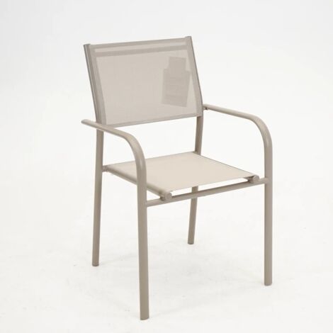 PROLOISIRS Fauteuil Empilable Duca - Aluminium et TPEP - Sand et Sand