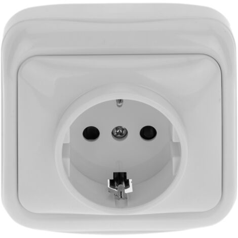 BeMatik - Prise Schuko avec cadre blanc 77x77mm