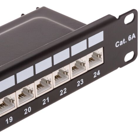 RackMatic - Patch panel rack 24 RJ45 Cat.6A FTP 1U noir avec peigne ...