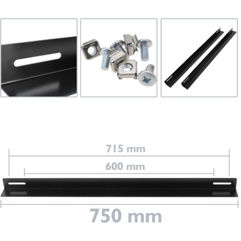 RackMatic - Guides latéraux fixes pour support d'armoire rack 19 noir 750mm