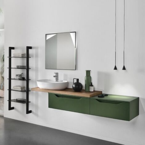 Cassetto da bagno sospeso 100 cm Verde Opaco - GIGLIO