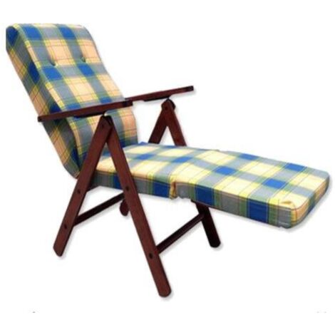 Poltrona con poggiapiedi tessuto Blu Scozia in legno reclinabile - Molisana