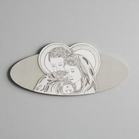 Capezzale ovale Sacra Famiglia 59x119 cm in legno laminato Modello 1