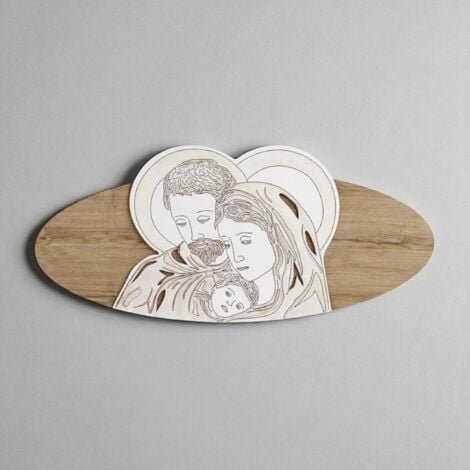 Capezzale ovale Sacra Famiglia 59x119 cm in legno laminato Modello 2