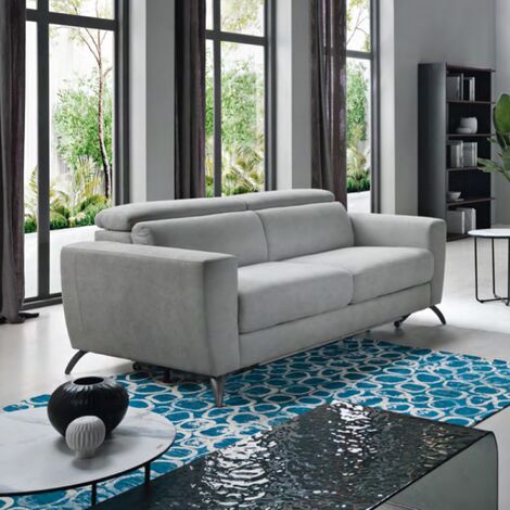 Divano 187 cm con seduta estraibile piedini in metallo - ERIC GRIGIO