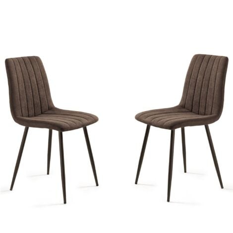 Sedia da pranzo in tessuto e gambe metallo Marrone - KOLE 2 sedie