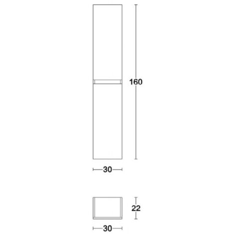 Colonna sospesa in legno a due ante H160 cm CUBE Grafite Opaco