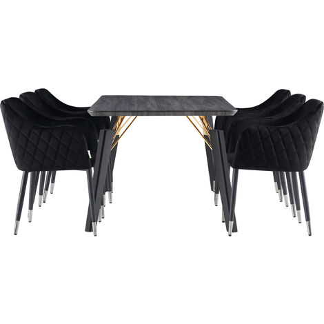 Cosmo LUX Verona Dining Set - a Black Wooden Dining Table and Set of 6 ...