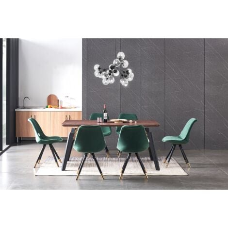 Cosmo LUX Sofia Dining Set - a Walnut Wooden Dining Table and Set of 6 ...