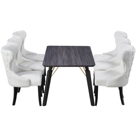 Cosmo LUX Mayfair Dining Set - a Black Wooden Dining Table and Set of 6 ...