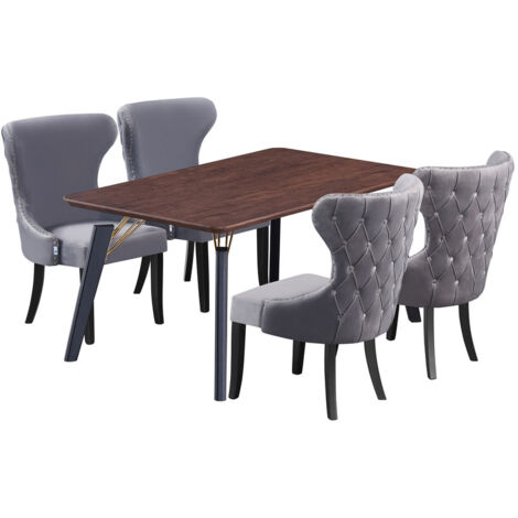 Cosmo LUX Mayfair Dining Set - a Walnut Wooden Dining Table and Set of ...