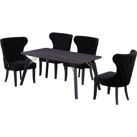 Cosmo LUX Mayfair Dining Set - a Black Wooden Dining Table and Set of 4 ...