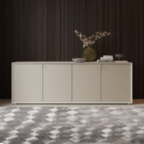 Madia 4 ante linea Tilt in finitura Cenere Wood e Creta opaco