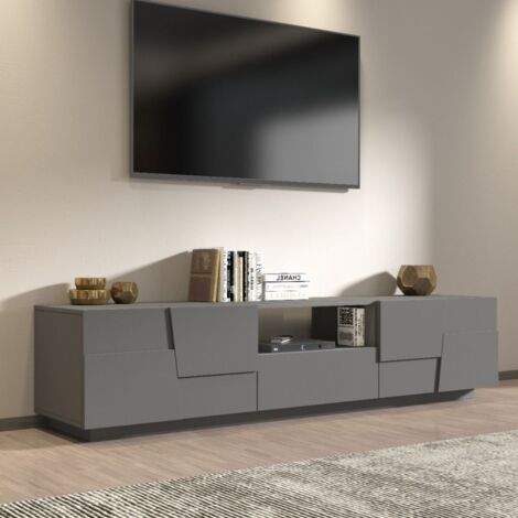 Porta Tv 4 ante e 1 cassetto linea Rombo in finitura Antracite Opaco
