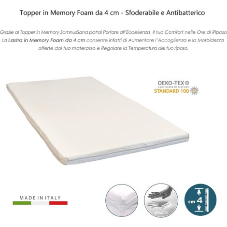 Qualydorm Topper Correttore Materasso Singolo Ortopedico in Memory Foam ...