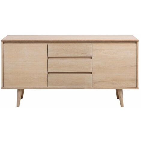 Buffet bas design NORA 2 portes 3 tiroirs Bois naturel