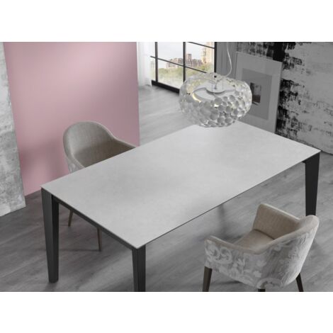 Table repas extensible GEO 10 couverts 140/240x90cm pieds noirs plateau ...